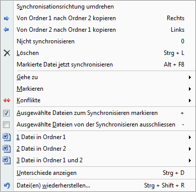 Kontext-Menü - Screenshots - PureSync