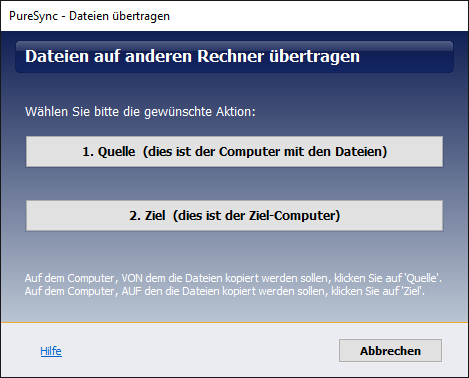 Dateien auf andere Rechner übertragen - Screenshots - PureSync